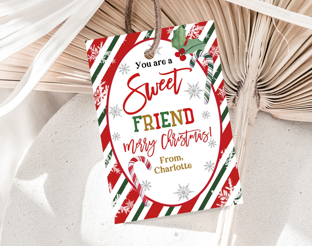 Candy Gift Tags: Christmas Sweet Friend Labels (editable Digital ...