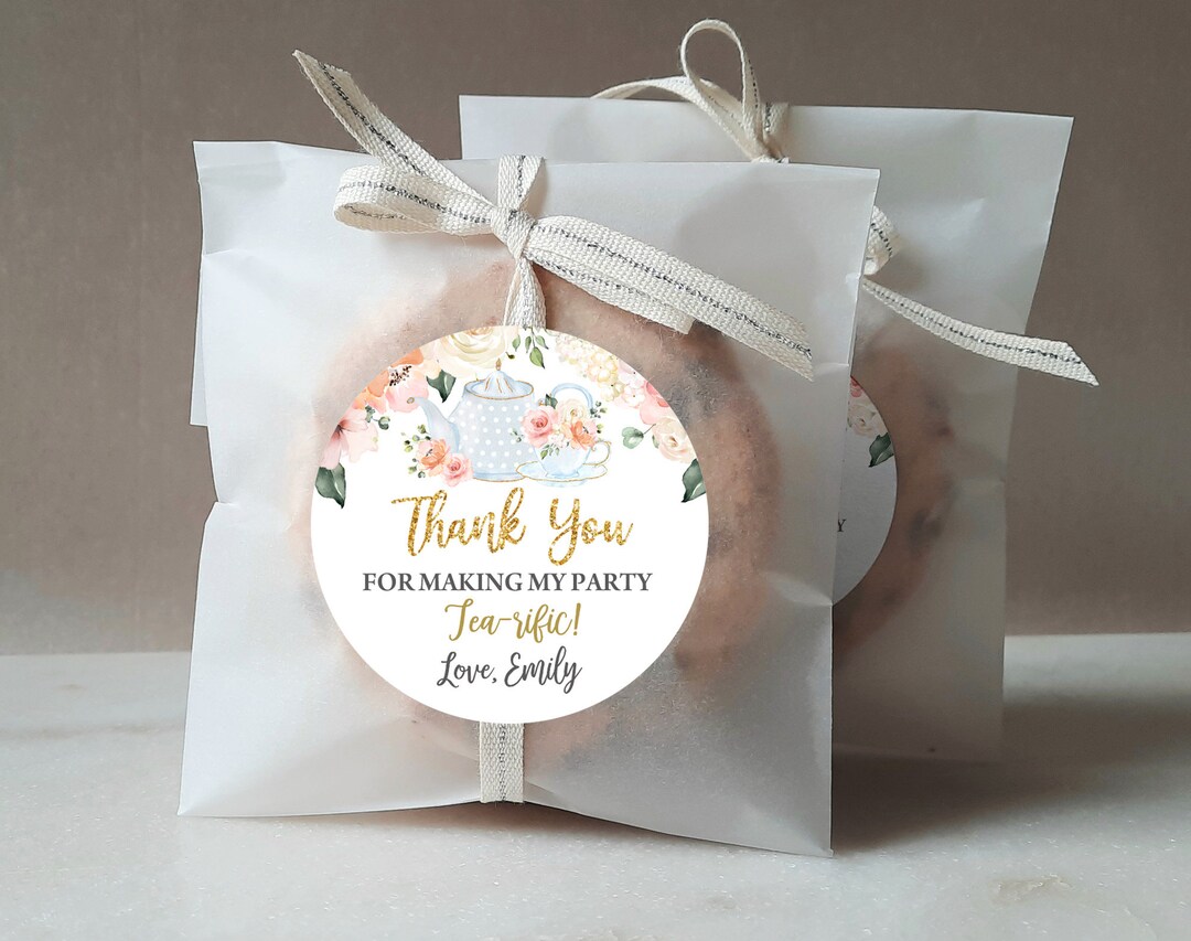 Tea Party Favor Sticker Tag Tea Birthday Baby Shower Thank You Tags Tea ...