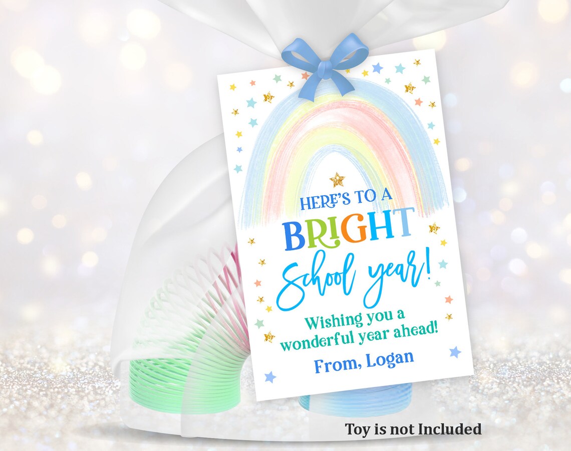 Rainbow Back to School Tag Bright School Year Tag First Day of - Etsy