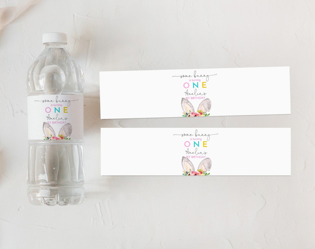 Editable Bunny Water Bottle Labels Rabbit Party Decor Bunny Birthday ...
