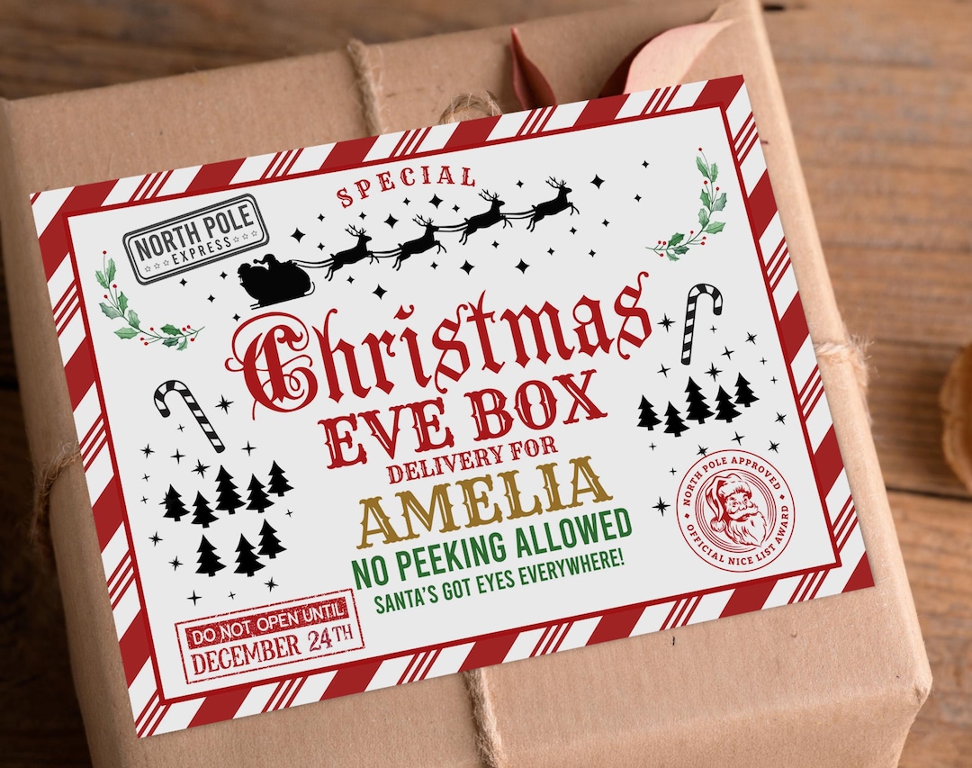 Editable Christmas Eve Box Label Printable Christmas Eve Box Sign ...