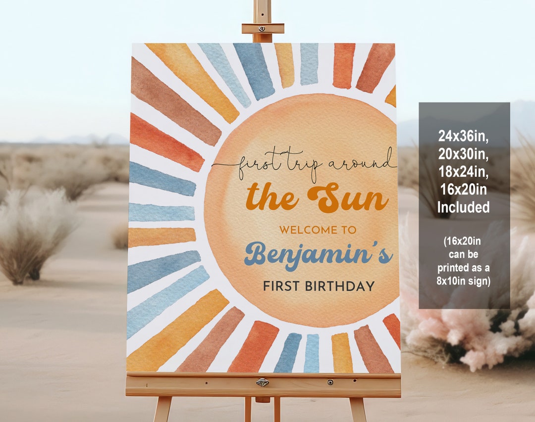 Sunshine Party Welcome Sign: Boho Sun Design - Editable Digital File ...