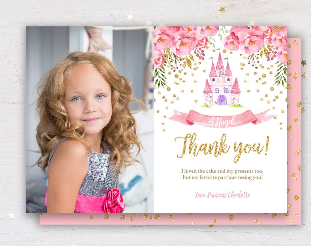 Princess Thank You Card Princess Thank You Note Download Princess Party ...
