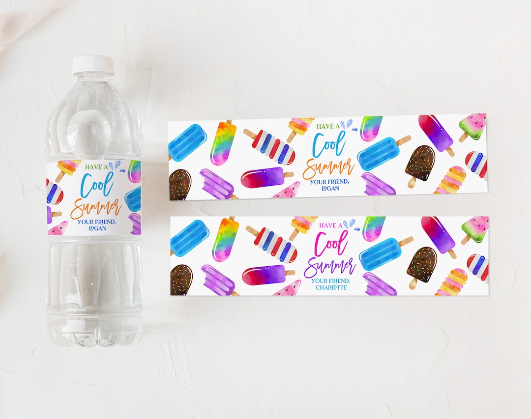 Popsicle Water Bottle Label: Editable Summer School Favor Wrapper - Etsy
