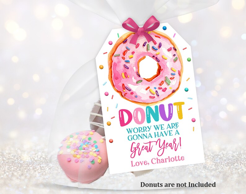 Donut Back to School Tag Donut Worry Gift Tag First Day of - Etsy