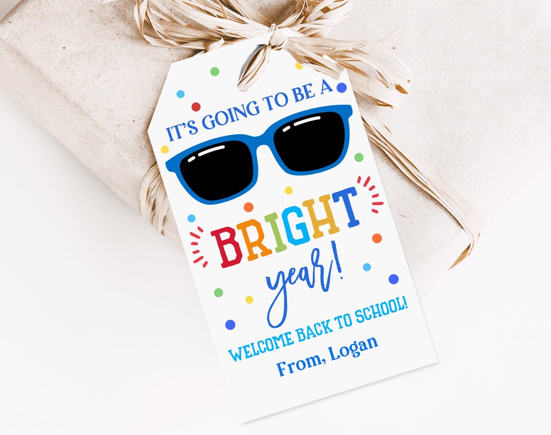 School Gift Tag: Bright Year Sunglasses - Editable Printable Bst42 - Etsy