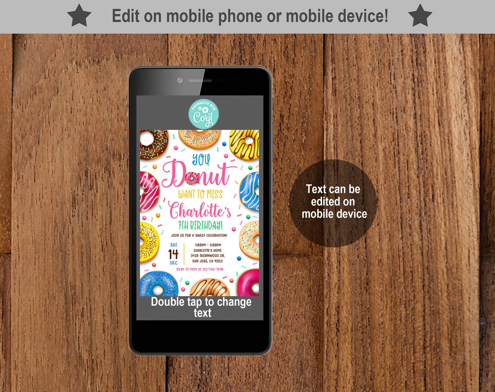 Donut Birthday Invitation Sweet Celebration Party Invite Donut | Etsy