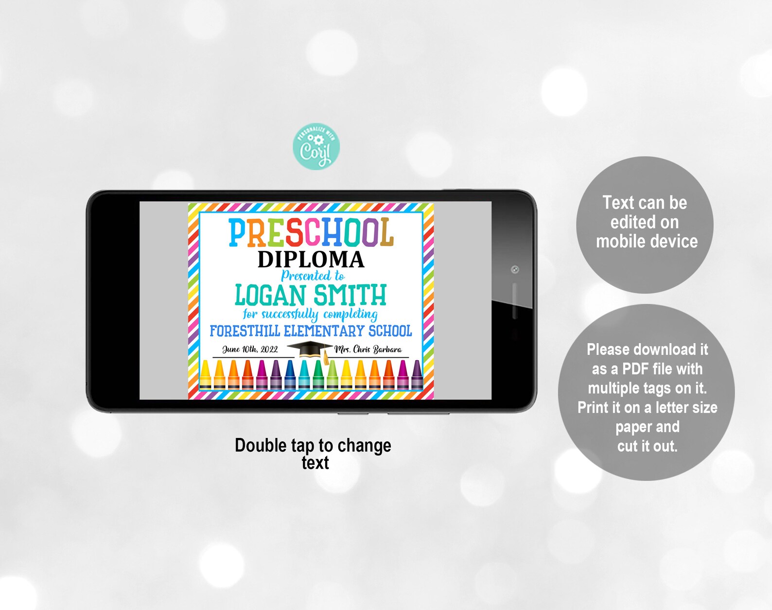 Preschool Certificate Graduation Diploma School Sign Printable Sign ...