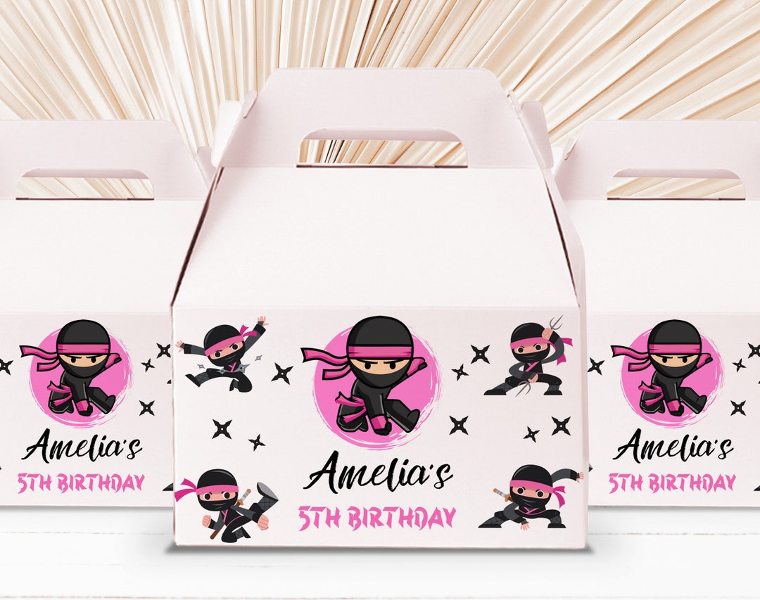 Ninja Girl Birthday Gable Box Label Ninja Birthday Party Favors Karate ...