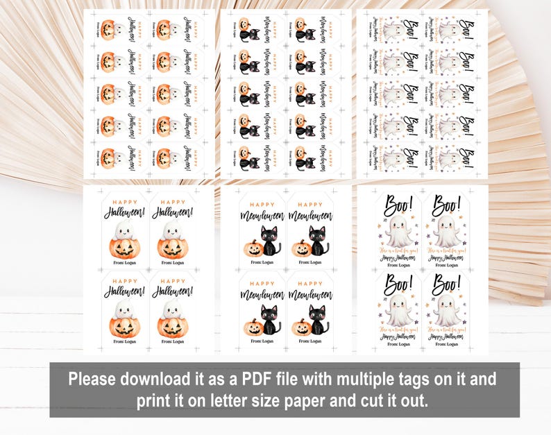 Editable Halloween Favor Tags: Printable Trick or Treat - Party Labels ...