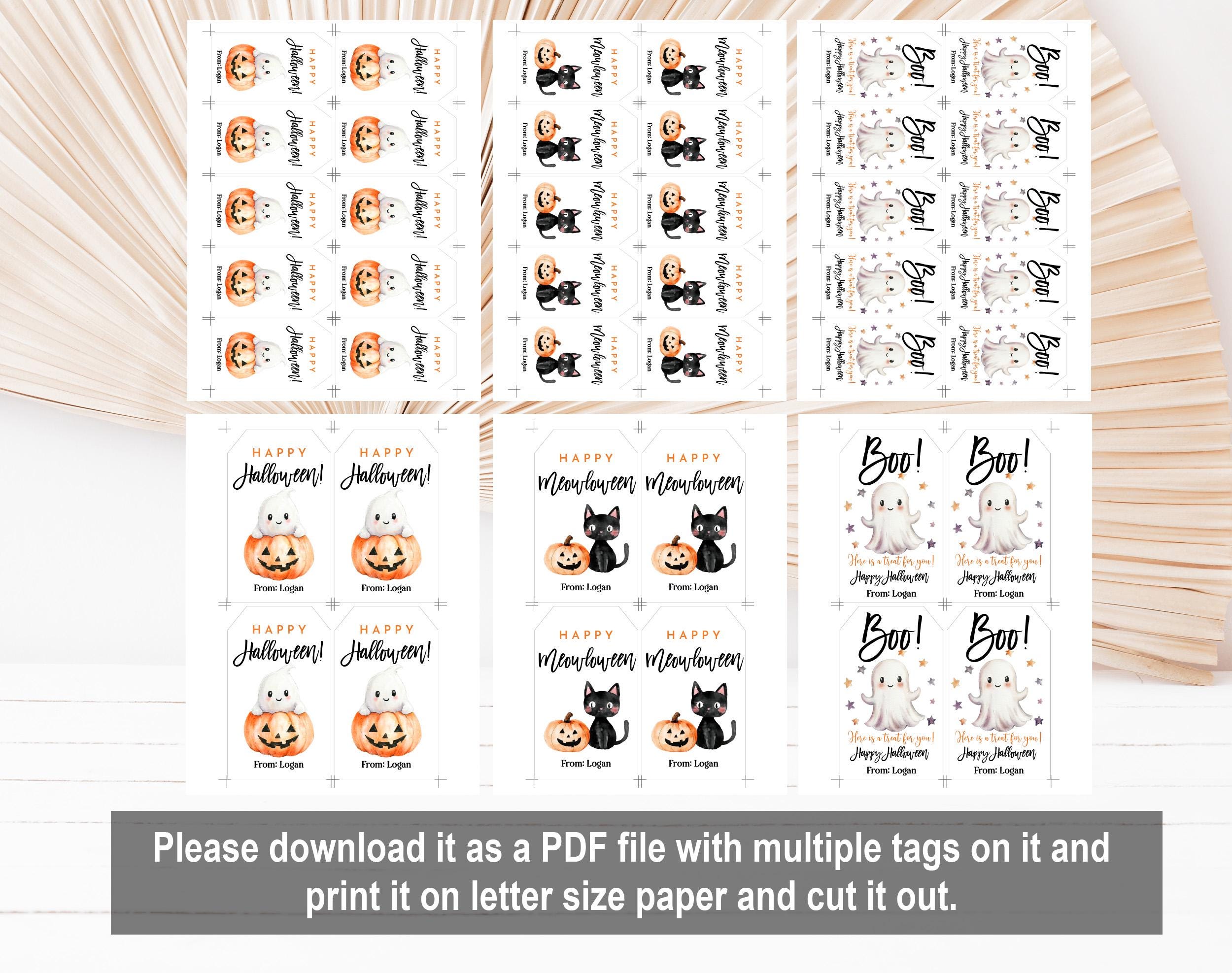 Editable Halloween Favor Tags: Printable Trick or Treat - Party Labels ...