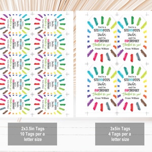 Editable Pen Tag Teacher Appreciation Gift Tag End of Year Teacher Pen ...