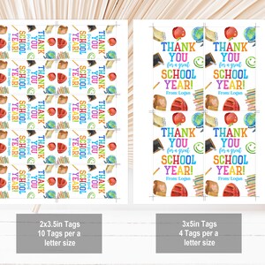 End of School Year Thank You Gift Tag Summer Teacher Appreciation Gift ...