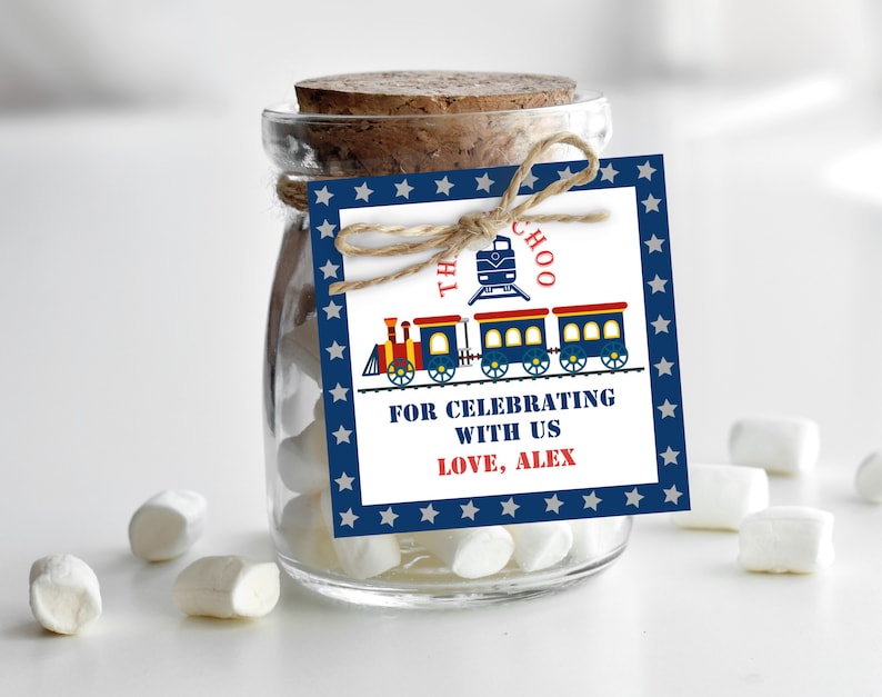 Train Birthday Sticker Train Tag Train Label Circle Square - Etsy