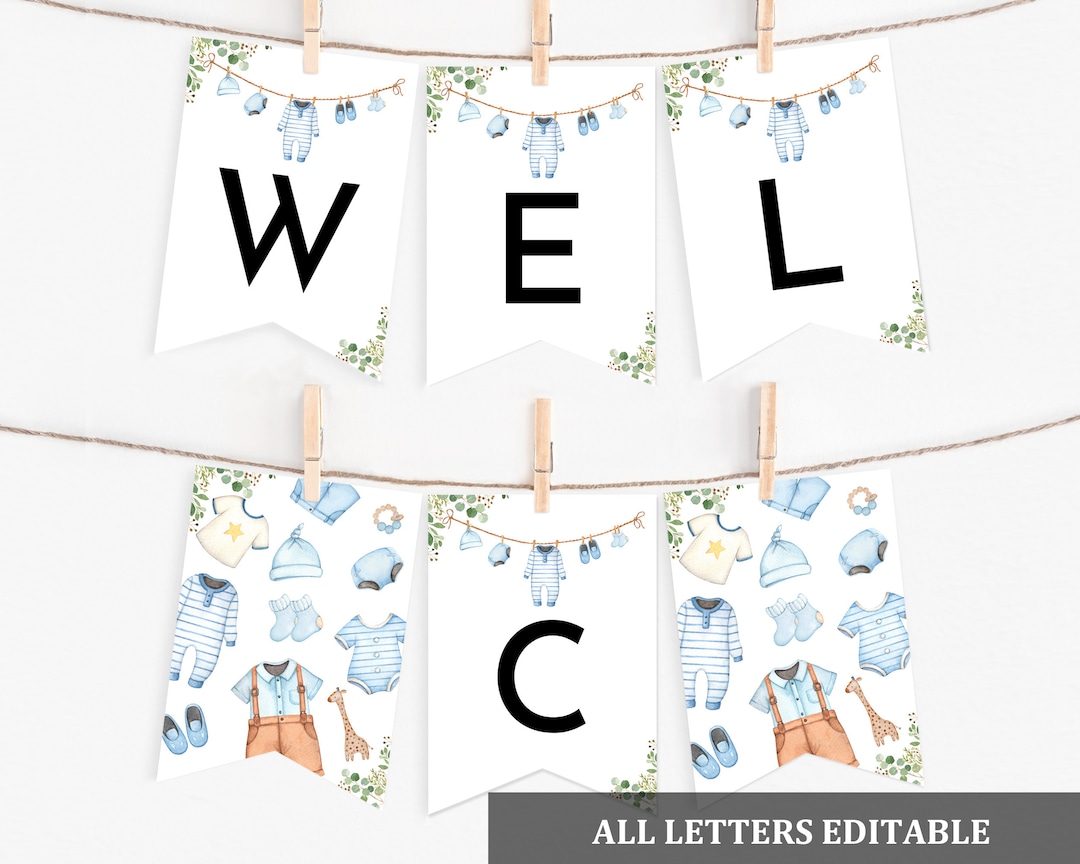 Boy Baby Clothes Baby Shower Banner Laundry Garland Boy Baby Shower ...
