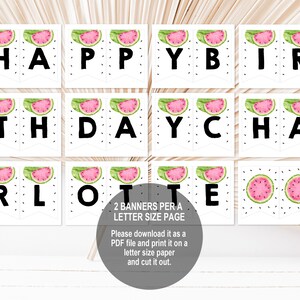 Editable Watermelon Birthday Banner Printable Pink Watermelon Bunting ...