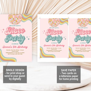 Disco Party Birthday Invitation Retro Groovy Party Invite Boho Hippie ...