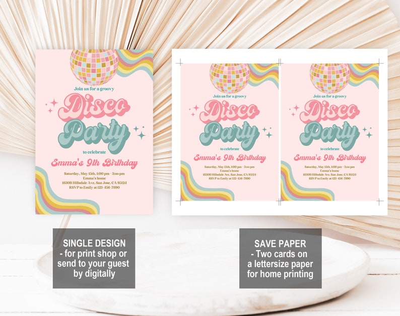 Disco Party Birthday Invitation Retro Groovy Party Invite Boho - Etsy