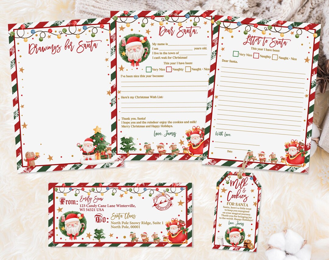 Letter to Santa Kit Kids Letter to Santa Set Christmas Letter Editable ...