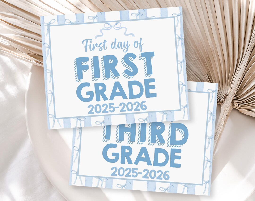 First Day of School Sign: Blue Bow Chalkboard Design (digital Download ...
