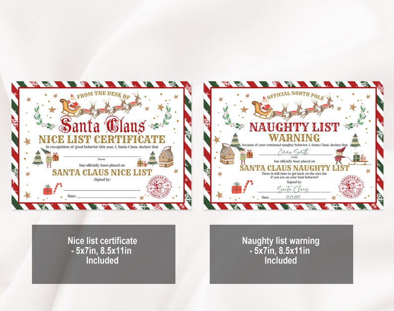 Christmas Nice and Naughty List Certificate: Editable Printable ...