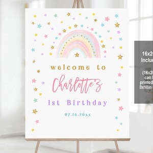 Pastel Rainbow Welcome Sign Rainbow Birthday Welcome Poster - Etsy