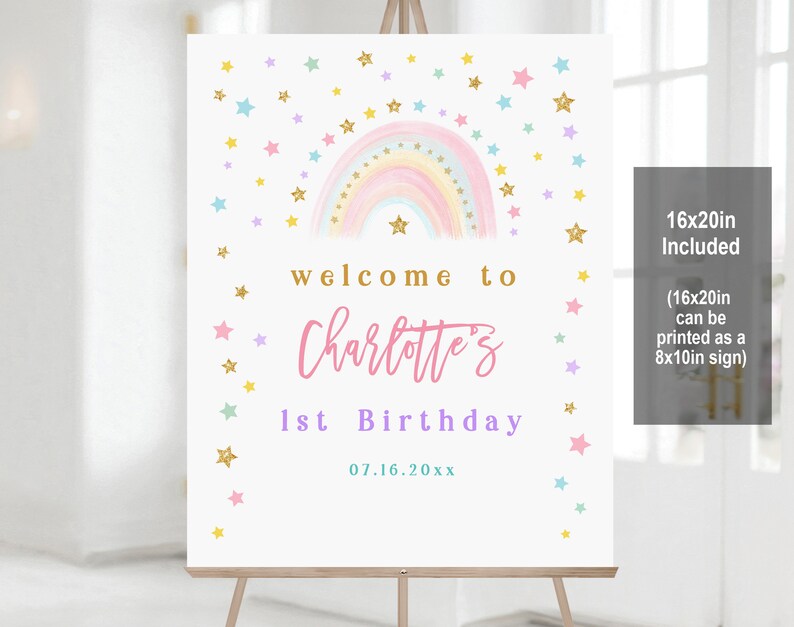 Pastel Rainbow Welcome Sign Rainbow Birthday Welcome Poster - Etsy