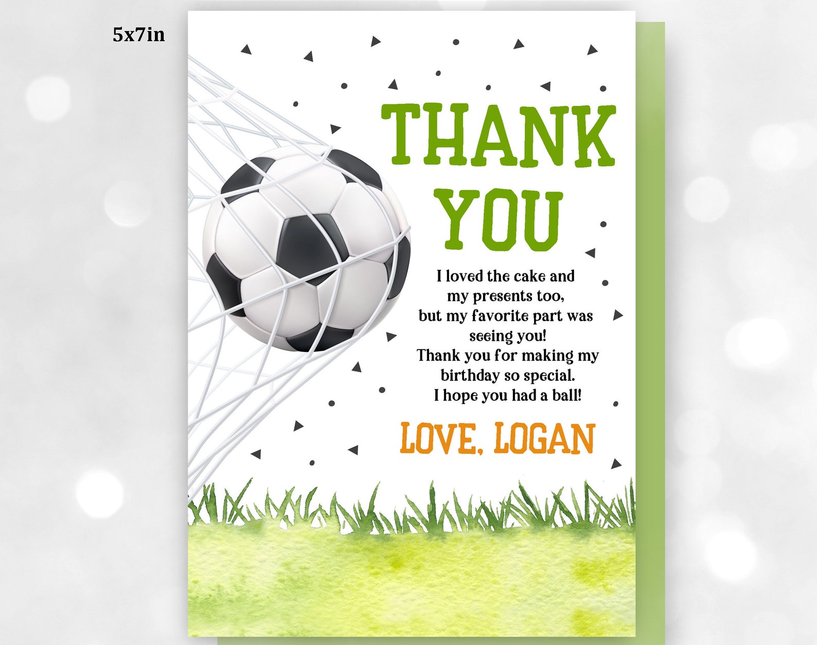 Soccer Birthday Thank You Card Soccer Party Thank You Note - Etsy