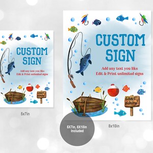 Fishing Party Custom Sign Fishing Birthday Baby Shower Sign Table ...