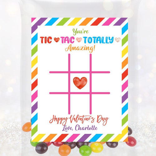 Editable Valentine Tic Tac Toe Gift Tags Game Tag Teacher - Etsy