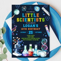 Science Birthday Party Invitation, EDITABLE, Science Theme Party ...