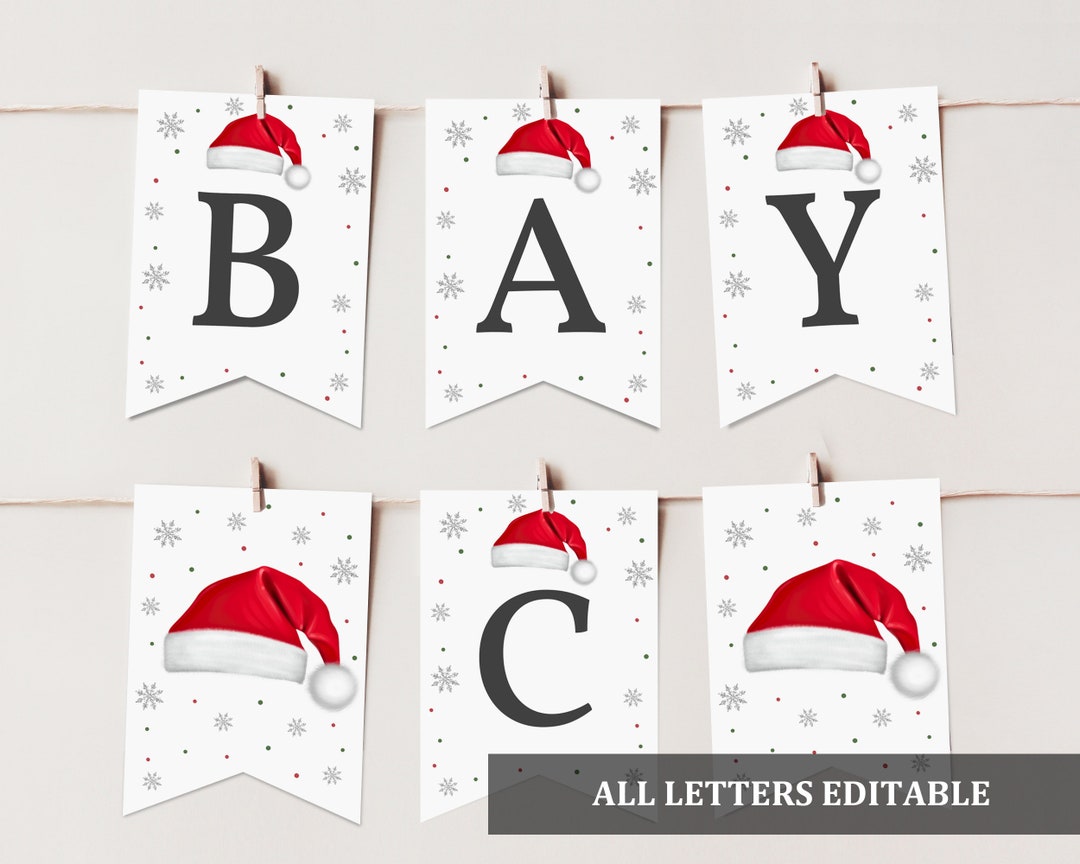 Christmas Baby Shower Banner Printable Santa Baby Garland Christmas ...