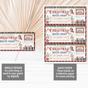 Christmas Movie Night Invitation Ticket Editable Christmas Movie Night ...