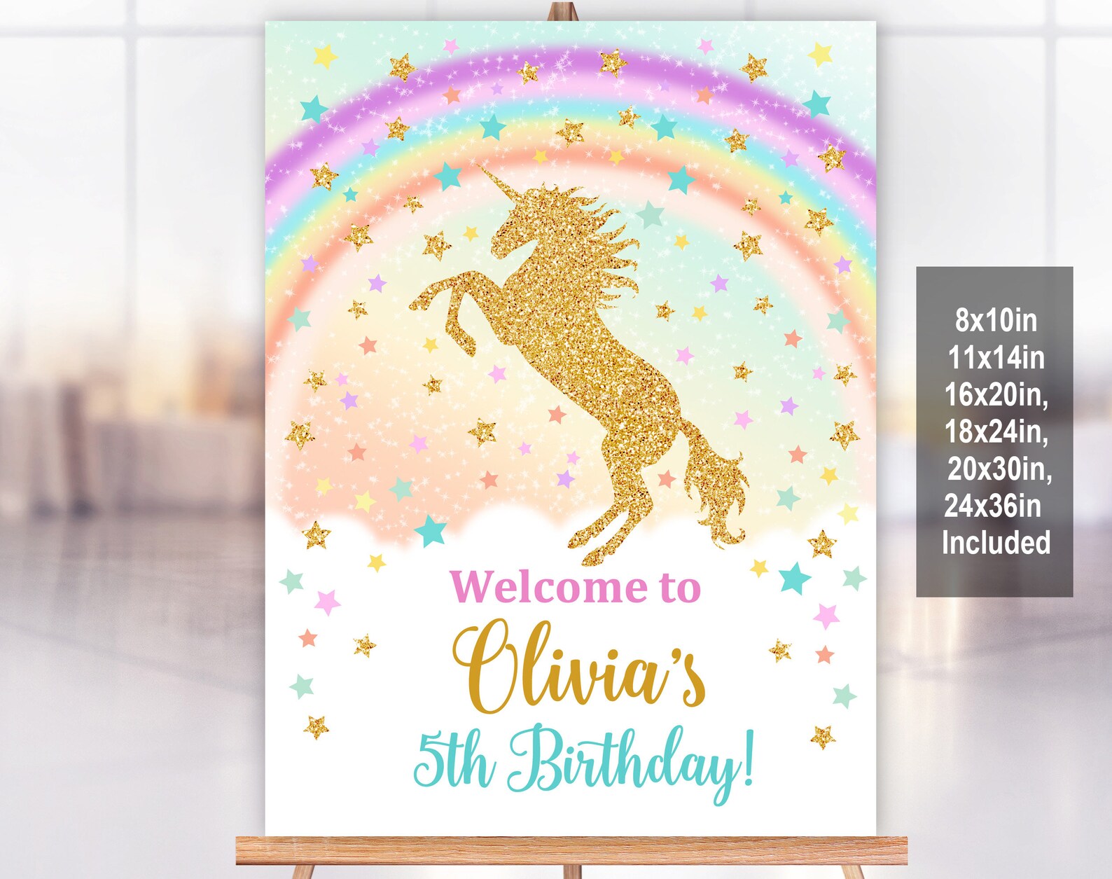 Rainbow Unicorn Welcome Sign Unicorn Birthday Party Size Vary - Etsy