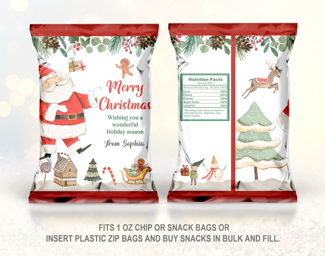 Editable Christmas Chip Bag: Santa Claus Party Favor (digital File) - Etsy