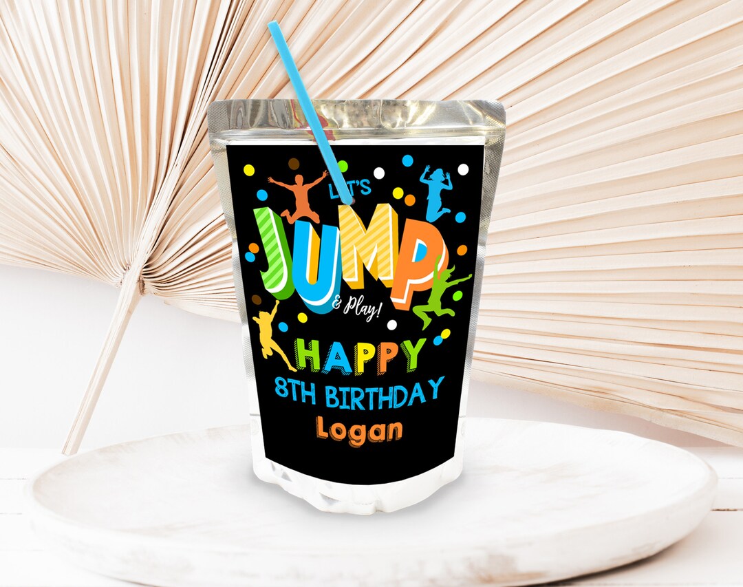 Jump Birthday Juice Pouch Label Trampoline Party Juice Pouch - Etsy