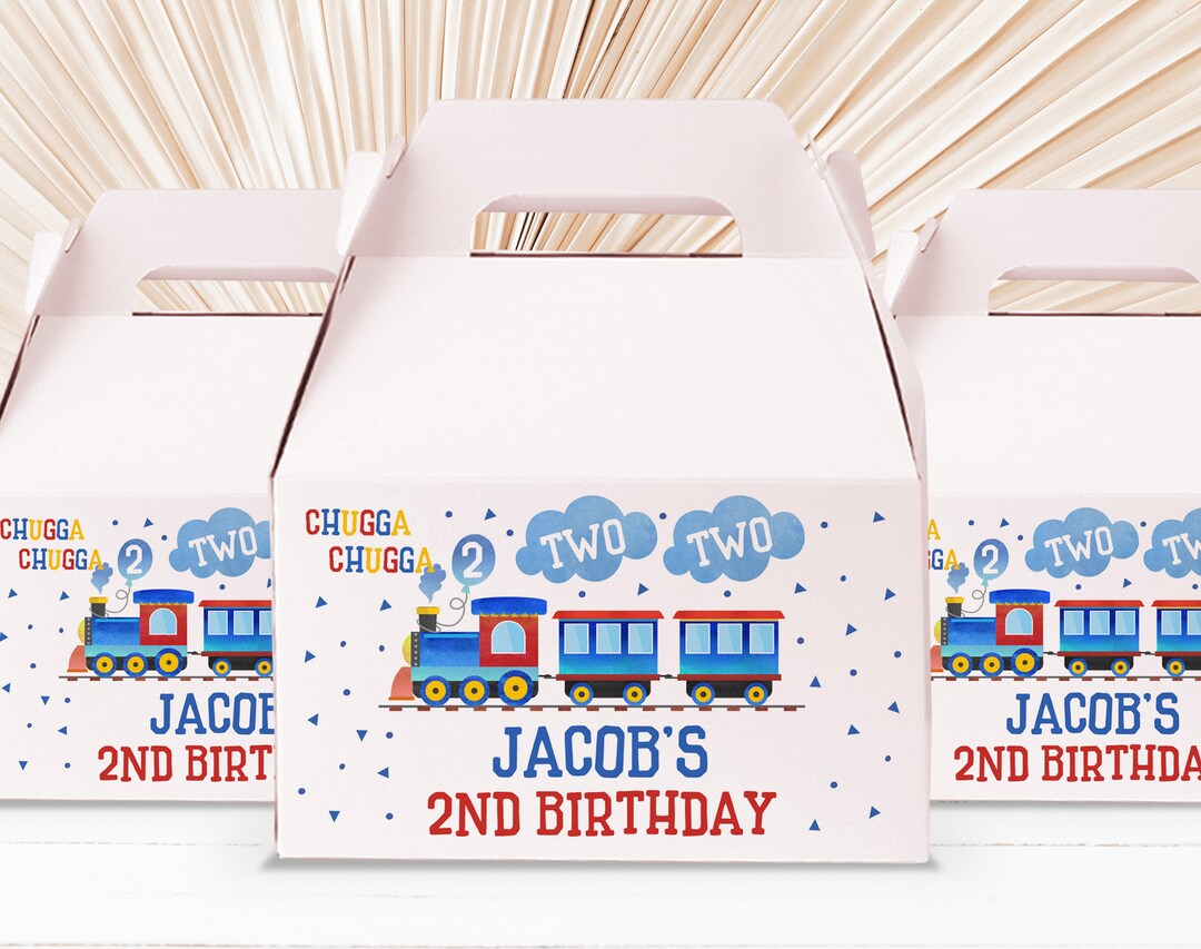 Train Party Favor Label: Editable Printable (blue, 2nd Birthday Bir60 ...