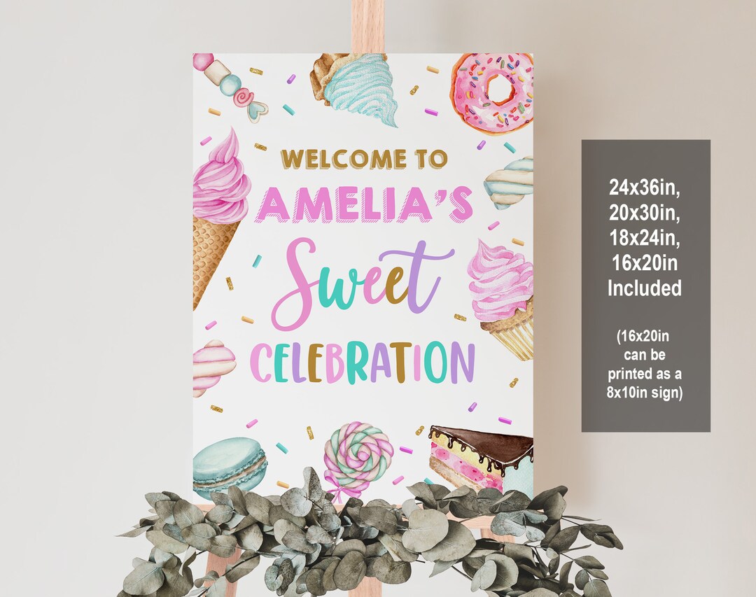 Sweet Birthday Welcome Sign Sweet Party Welcome Poster Sweet ...