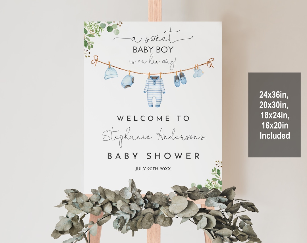 Baby Boy Clothes Welcome Sign Baby Boy is on His Way Laundry Welcome ...