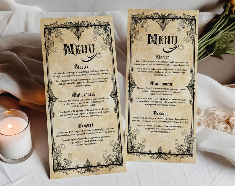 Vintage Halloween Menu Template, Spooky Design (editable Printable ...