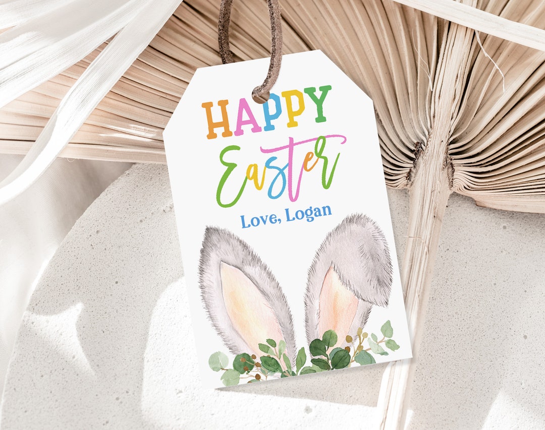 Easter Gift Tags Bunny Basket Label Party Favor Tag Kids Classroom ...