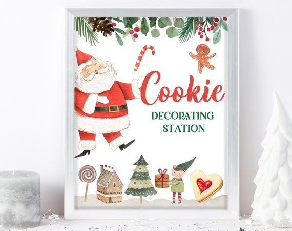 Cookie Decorating Station Table Sign Holiday Christmas Party - Etsy