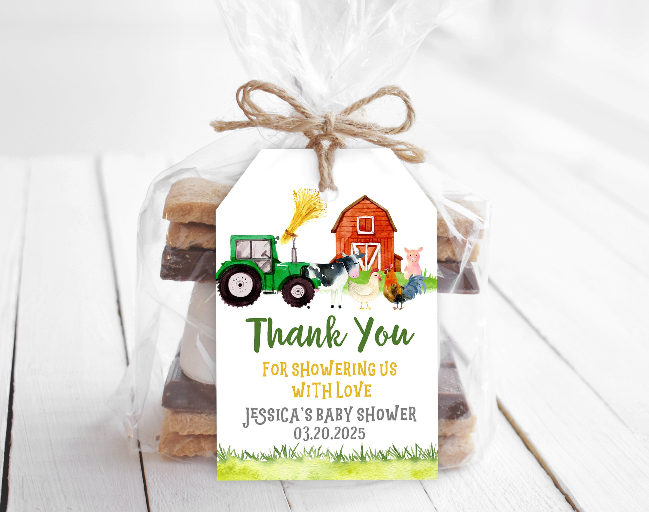 Tractor Tag Farm Baby Shower Favor Tag Thank You Tag EDITABLE - Etsy