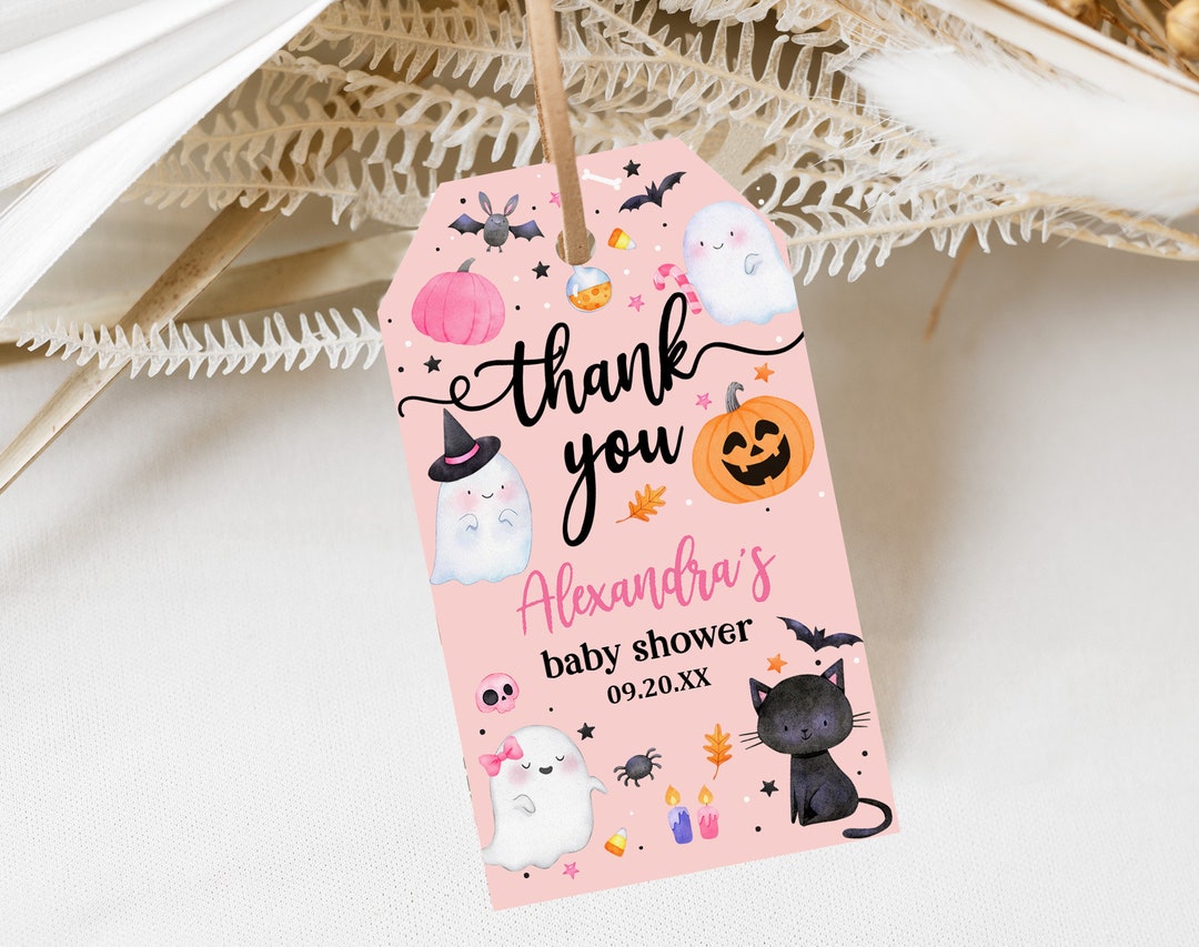 Editable Little Boo Baby Shower Favor Tag Pink Ghost Girl Baby Shower ...