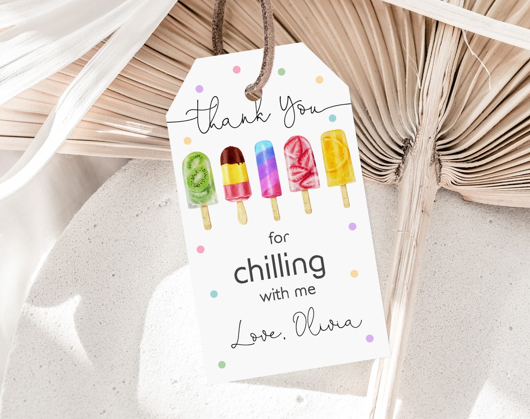 Popsicle Birthday Favor Tag Pool Party Thank You Tag Ice Cream Favor ...