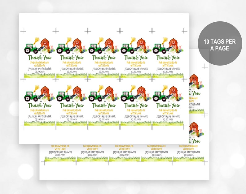 Tractor Tag Farm Baby Shower Favor Tag Thank You Tag EDITABLE - Etsy