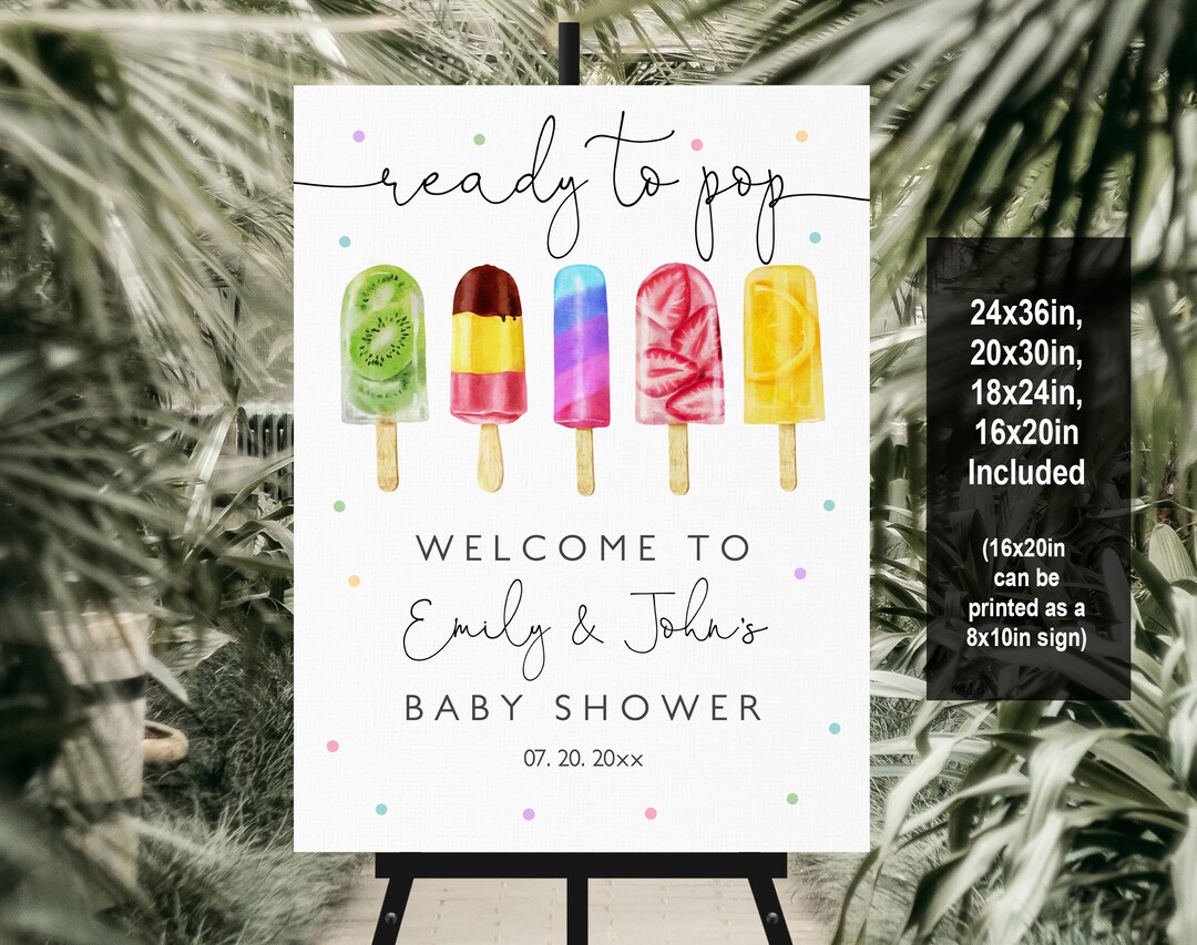 Summer Baby Shower Welcome Sign, Popsicle Ice Pop (editable Digital ...