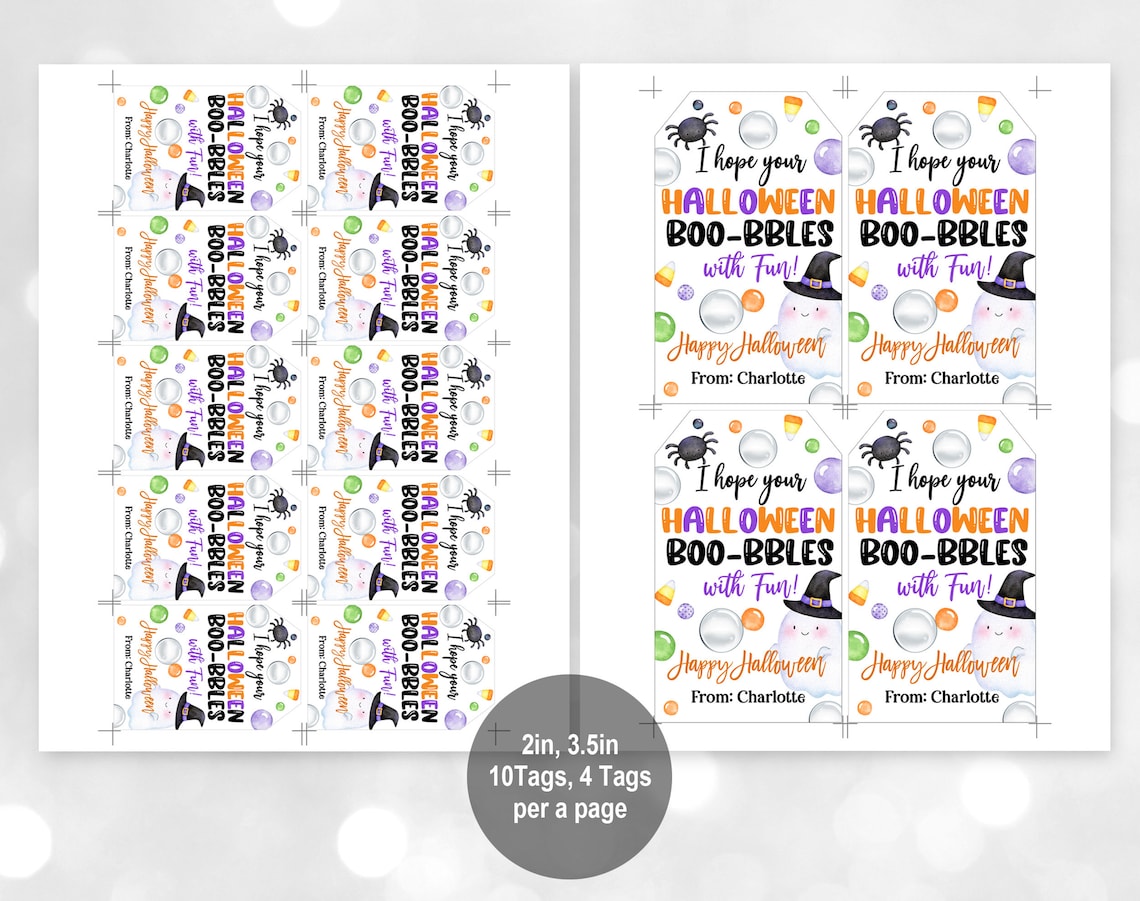 Halloween Bubbles Tag Halloween Boo-bbles Kids Halloween Favor - Etsy
