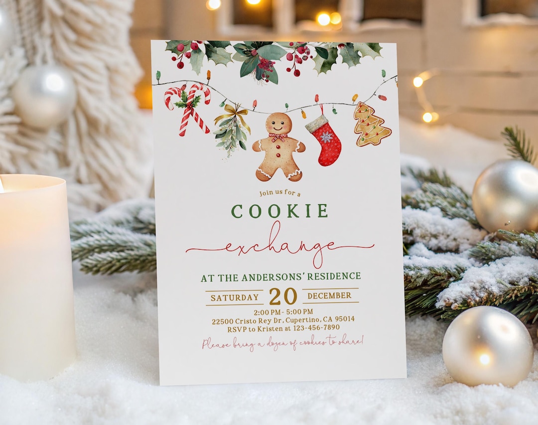 Christmas Cookie Exchange Invitation: Editable Holiday Party Template ...