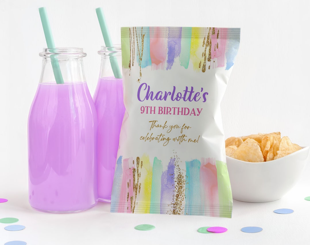 Editable Art Party Chip Bag Paint Birthday Party Favor Art & Craft ...